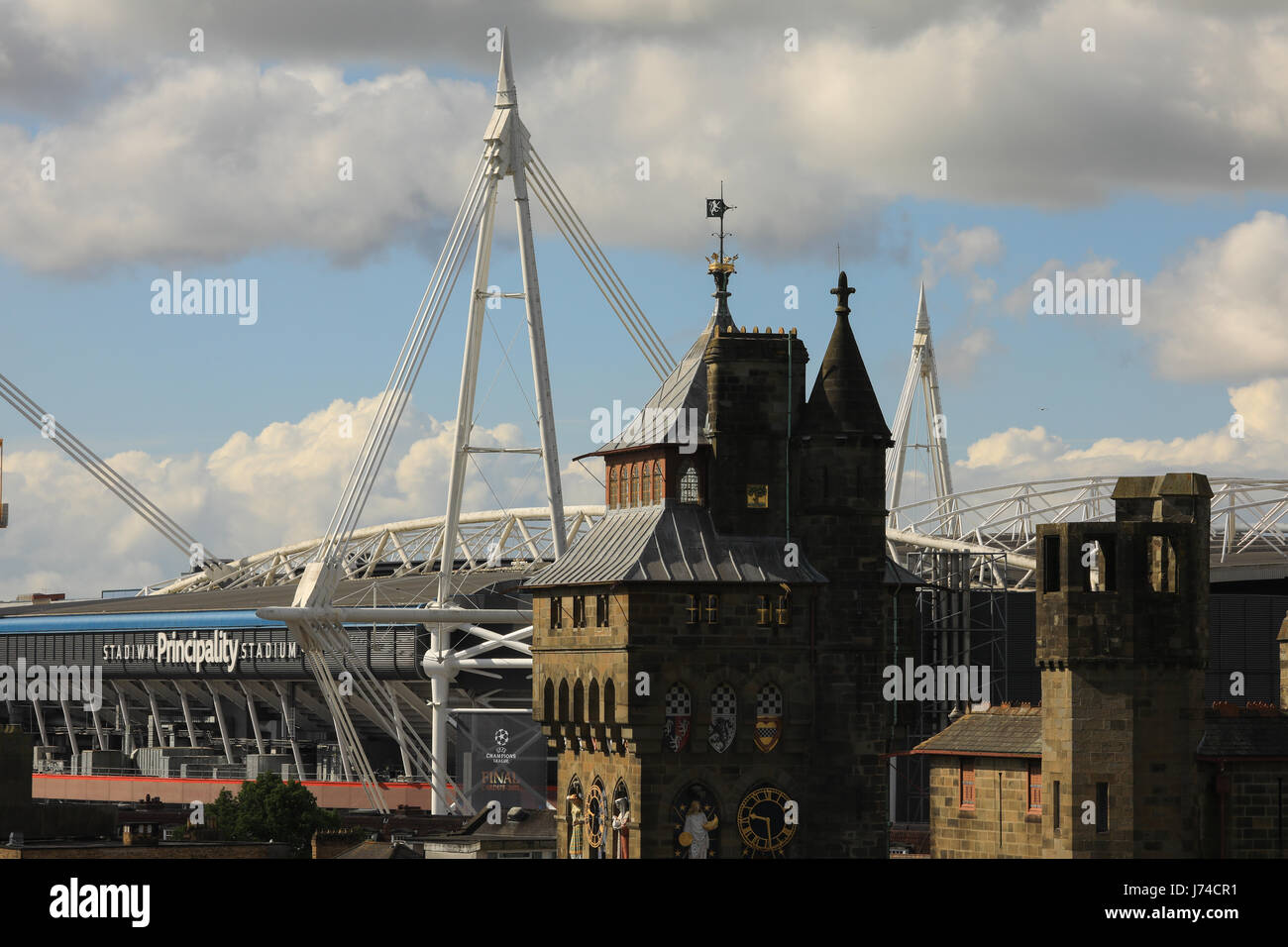 Cardiff Castle and Principality Stadium, formally Millennium Stadium ...