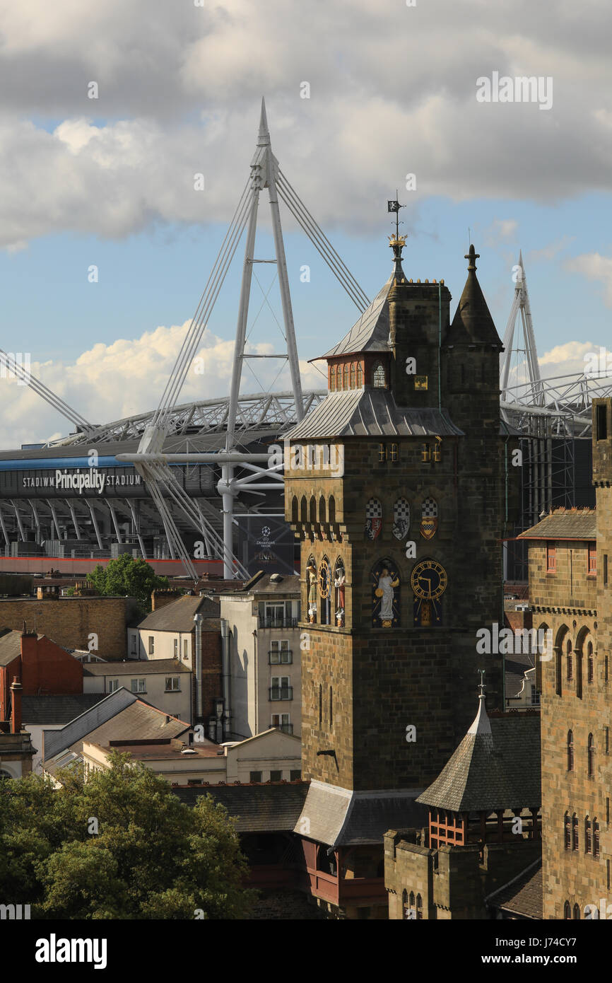 Cardiff Castle and Principality Stadium, formally Millennium Stadium ...