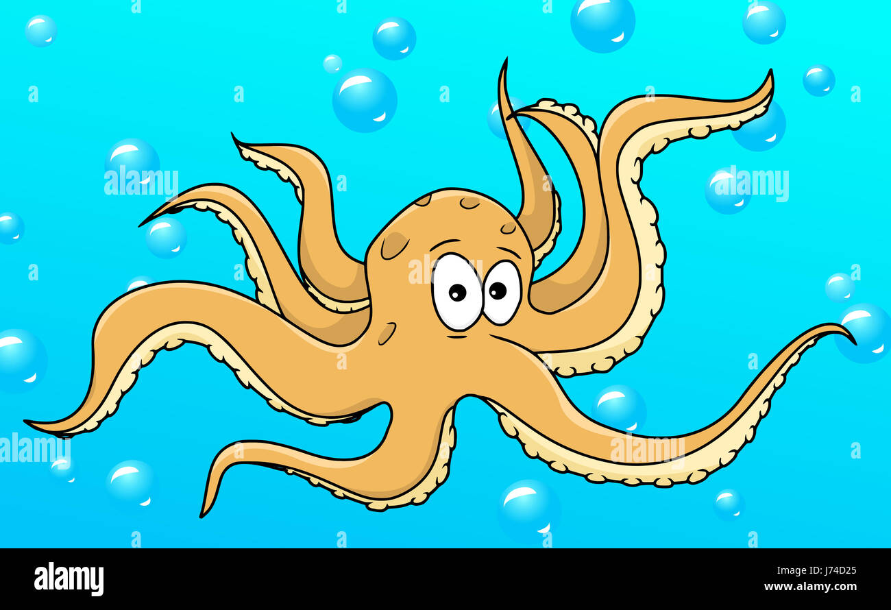 comic animal octopus tentacular cartoon arm mollusc fish underwater ...