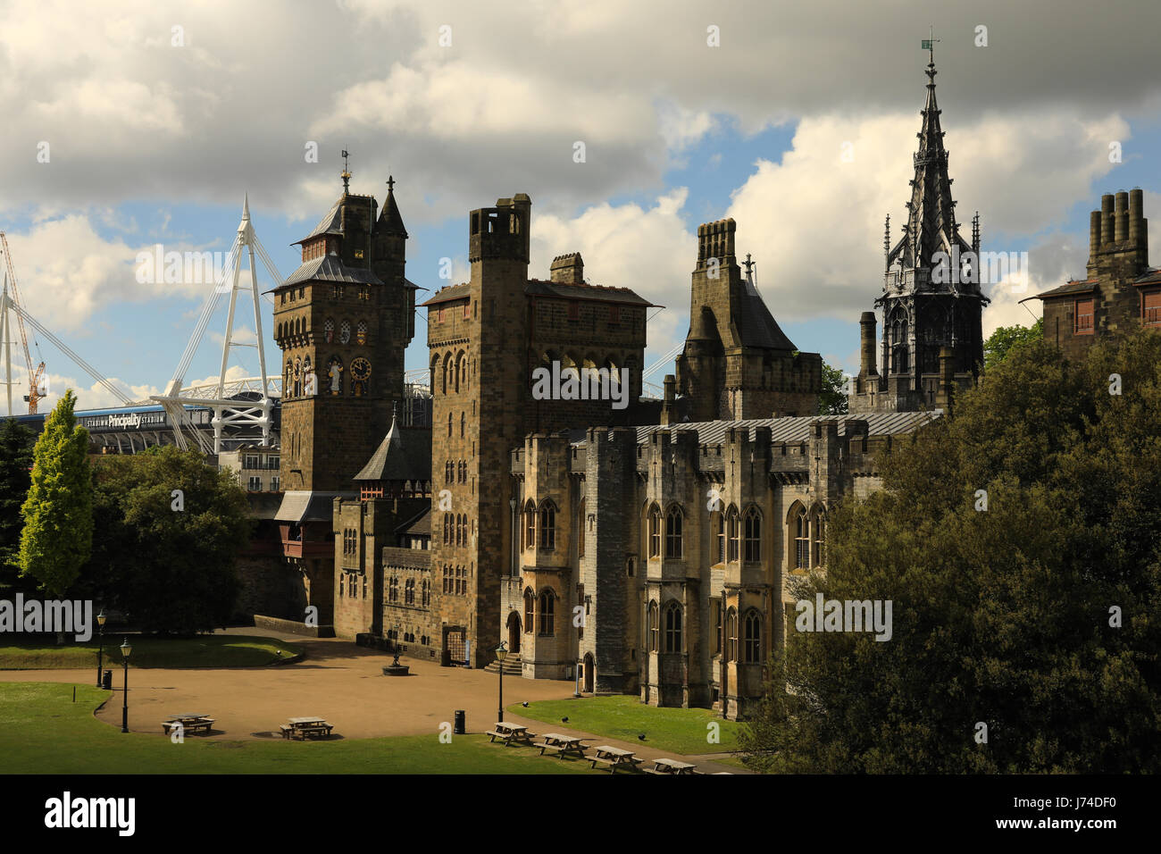 Cardiff Castle and Principality Stadium, formally Millennium Stadium ...
