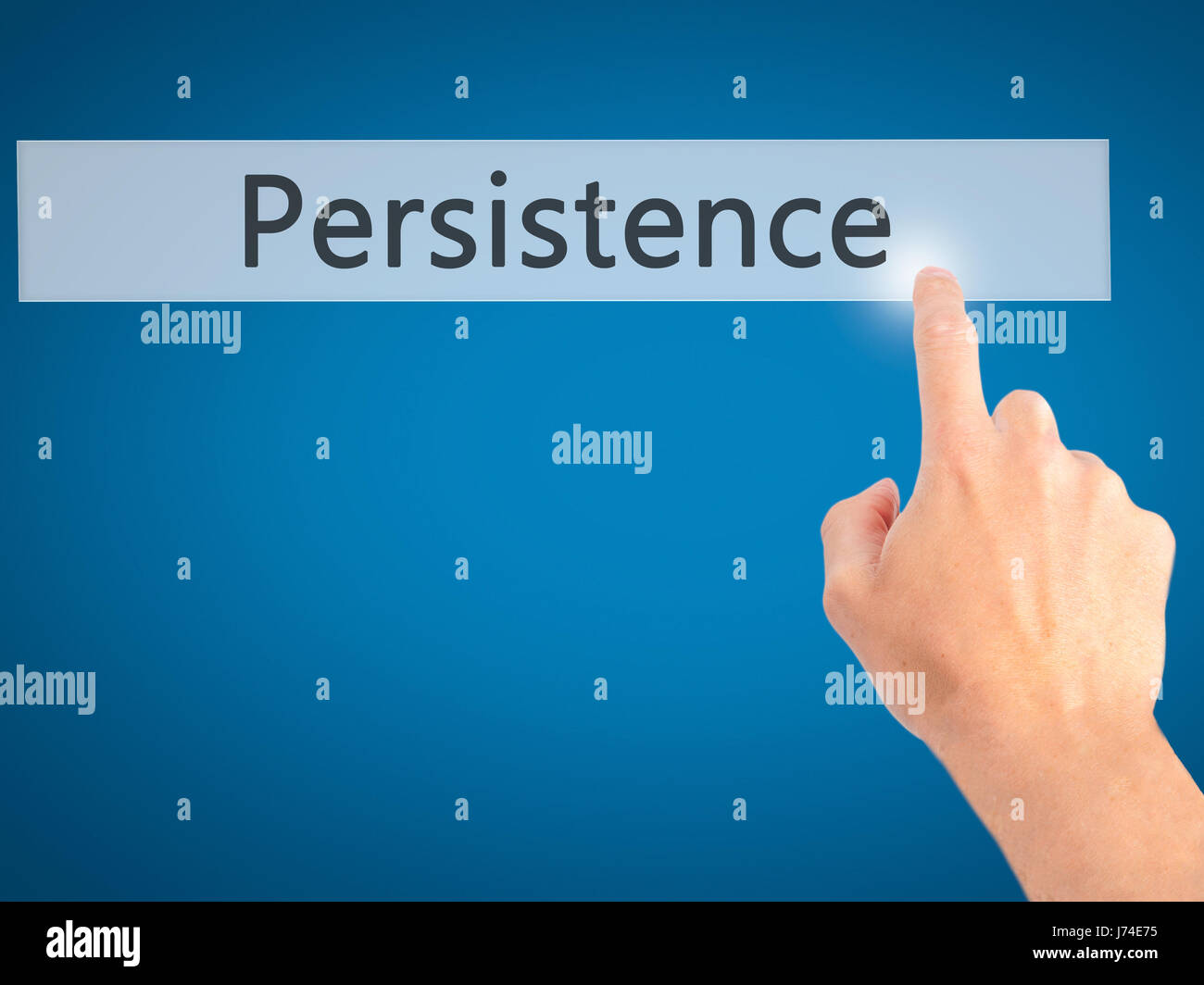 Persistence - Hand pressing a button on blurred background concept ...