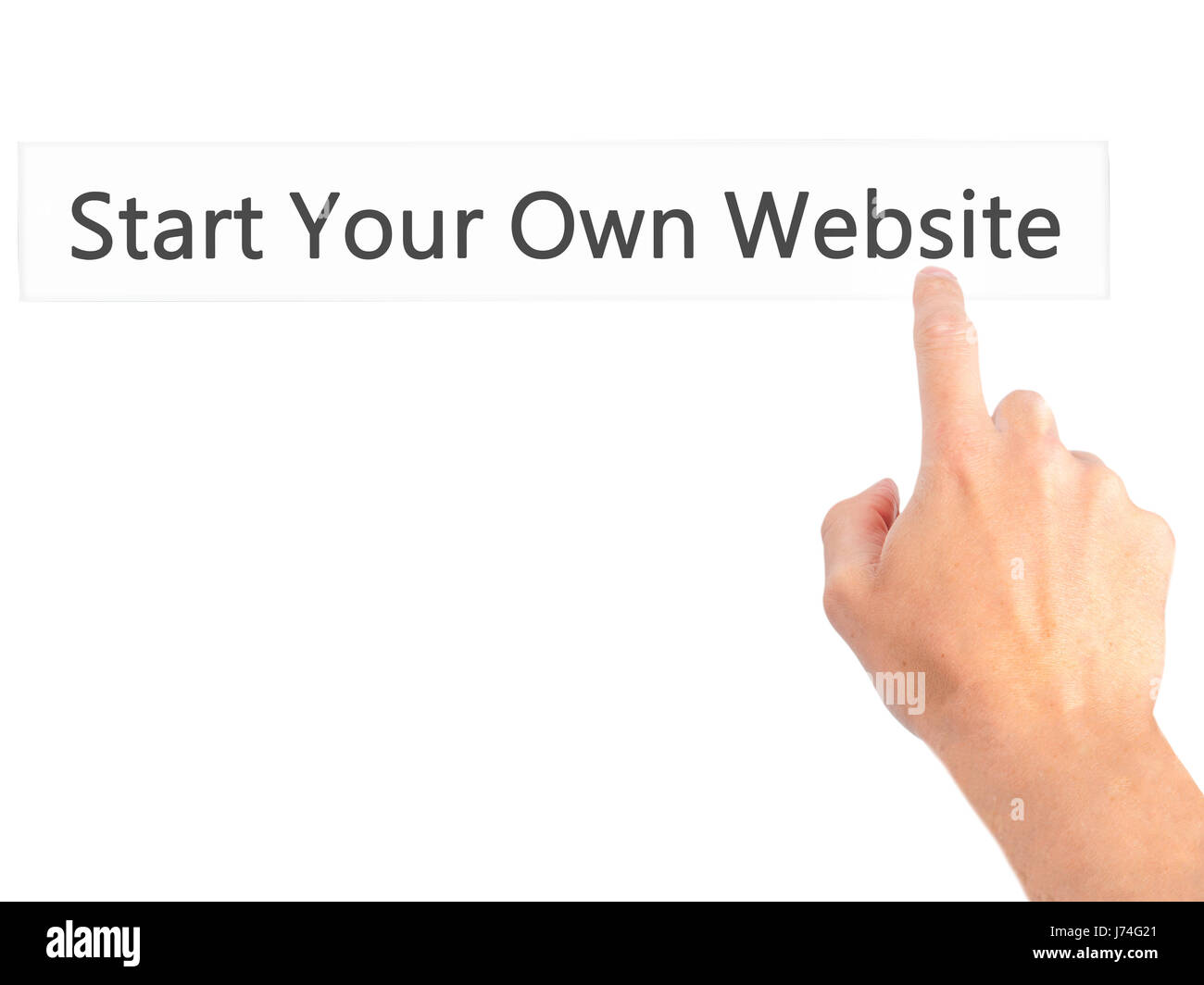 Start Your Own Website - Hand pressing a button on blurred background ...