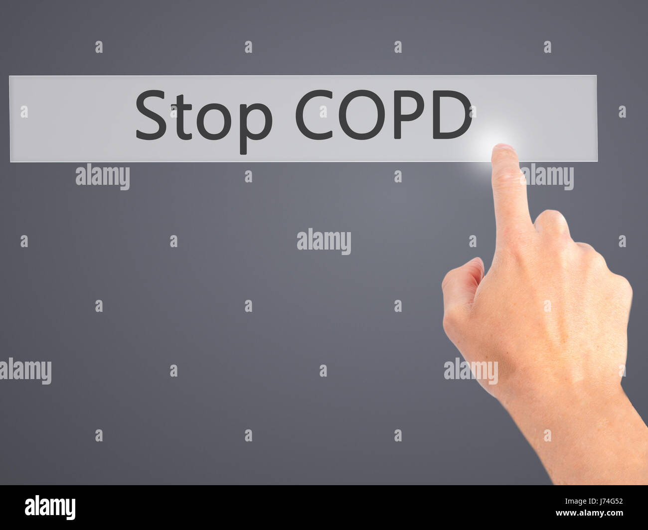Stop COPD - Hand pressing a button on blurred background concept ...