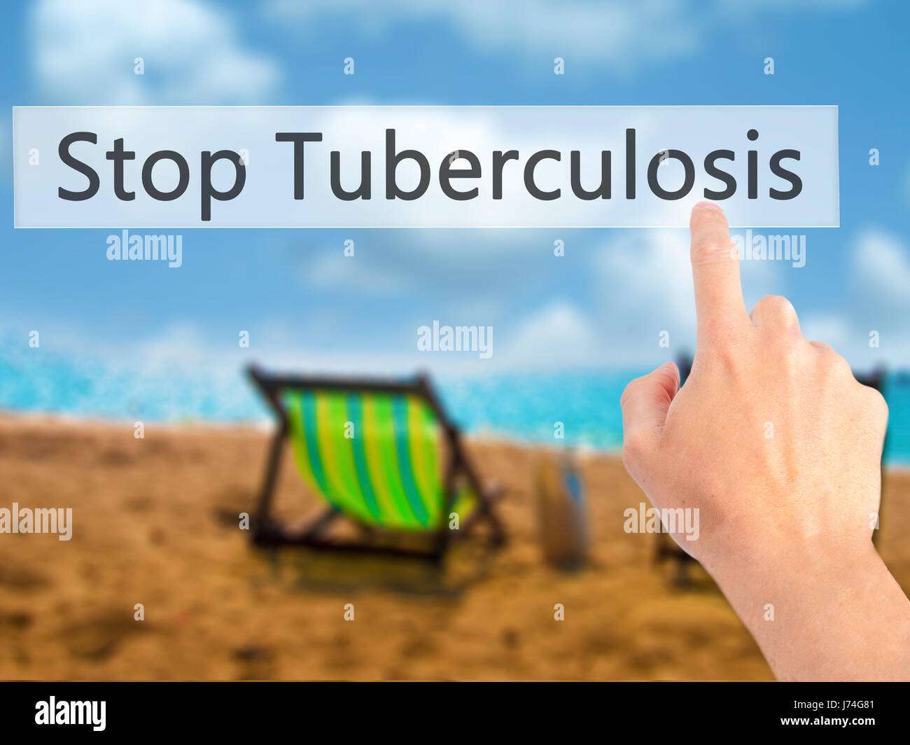 Stop Tuberculosis - Hand pressing a button on blurred background ...