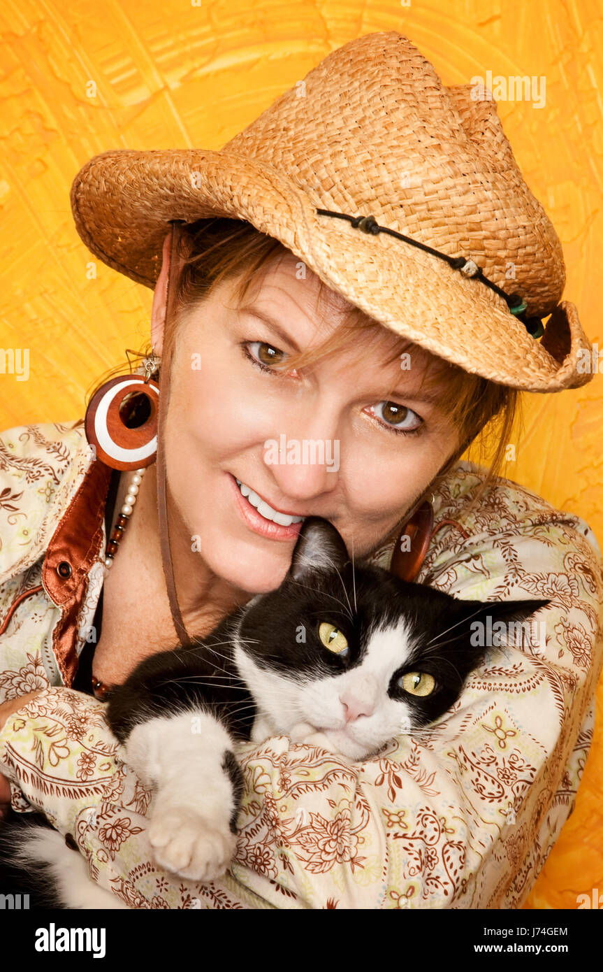 lady female hat fur pal feline friend woman humans human beings people ...