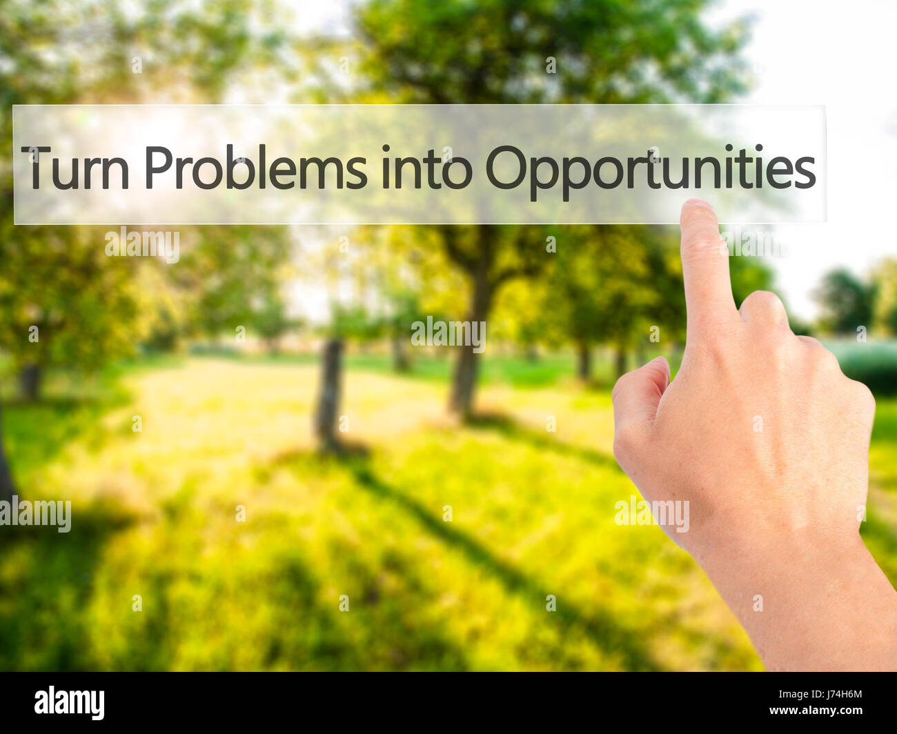Turn Problems into Opportunities - Hand pressing a button on blurred ...