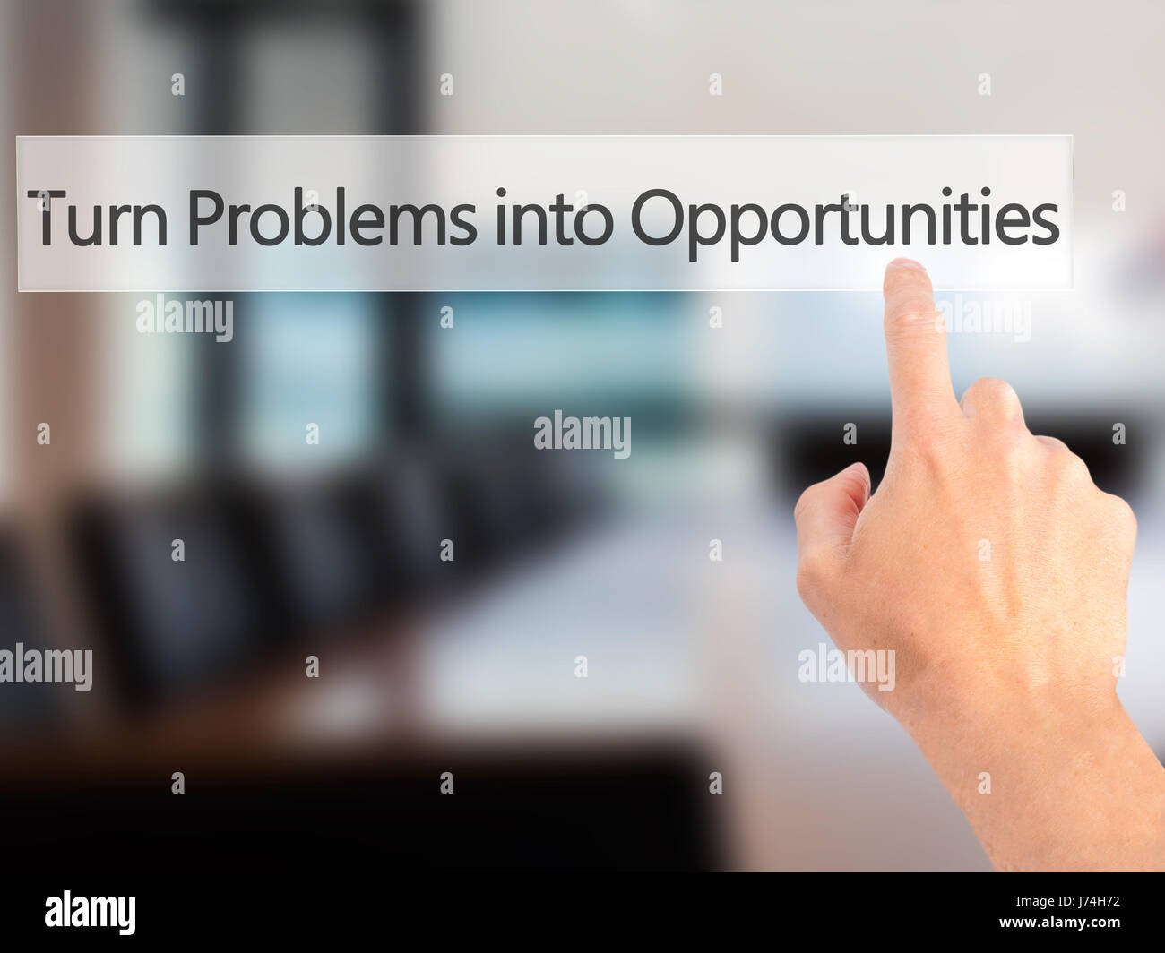 Turn Problems into Opportunities - Hand pressing a button on blurred ...