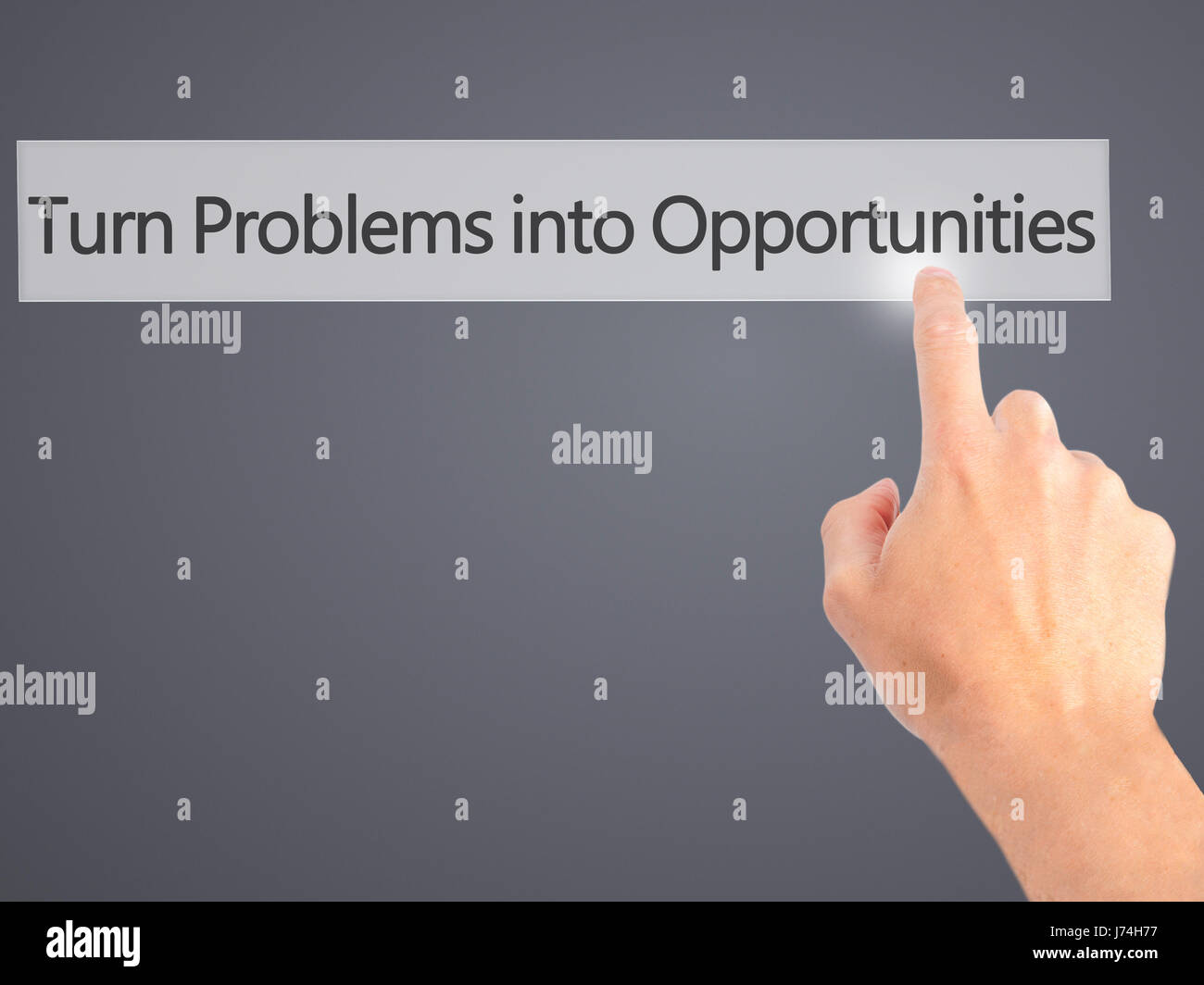 Turn Problems into Opportunities - Hand pressing a button on blurred ...