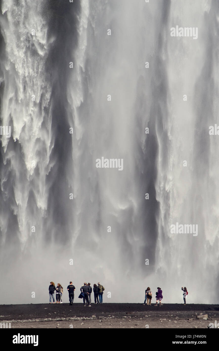 waterfall scandinavia iceland river water humans human beings people ...