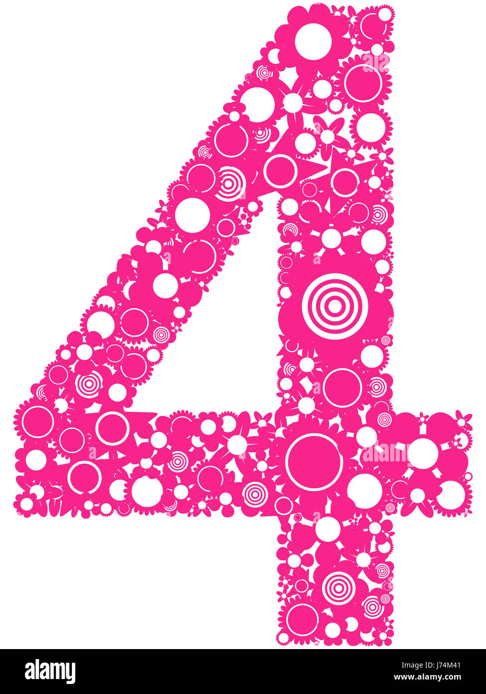 four number digit flower plant four illustration magenta number digit ...