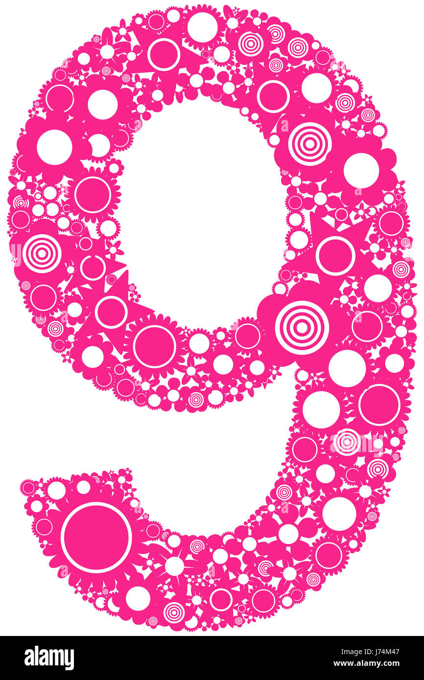 flower plant number digit nine flower plant illustration magenta number ...