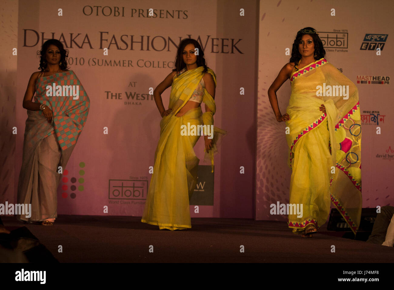 Beautiful young fashion model girls posing on Dhaka Fashion Week event. Dhaka, Bangladesh Stock ...