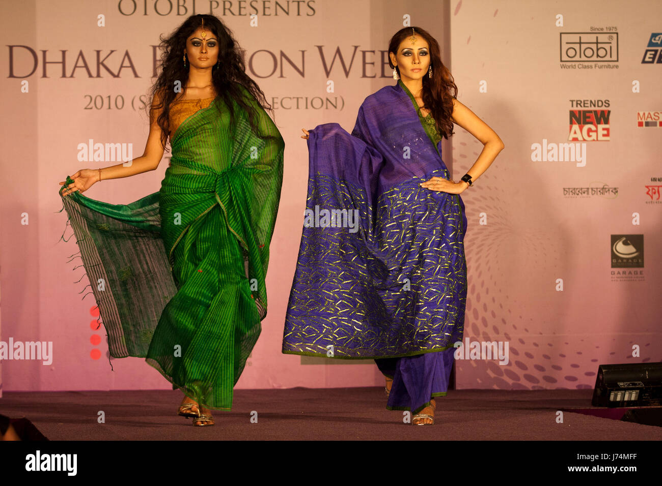 Beautiful young fashion model girls posing on Dhaka Fashion Week event. Dhaka, Bangladesh Stock ...