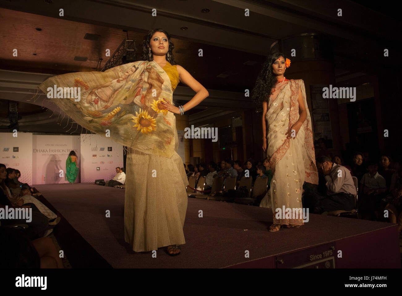 Beautiful young fashion model girls posing on Dhaka Fashion Week event. Dhaka, Bangladesh Stock ...