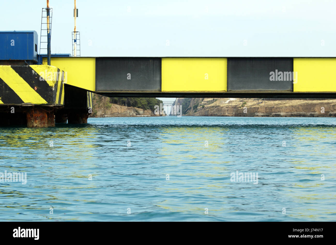 corinth canal - submersible bridge Stock Photo - Alamy