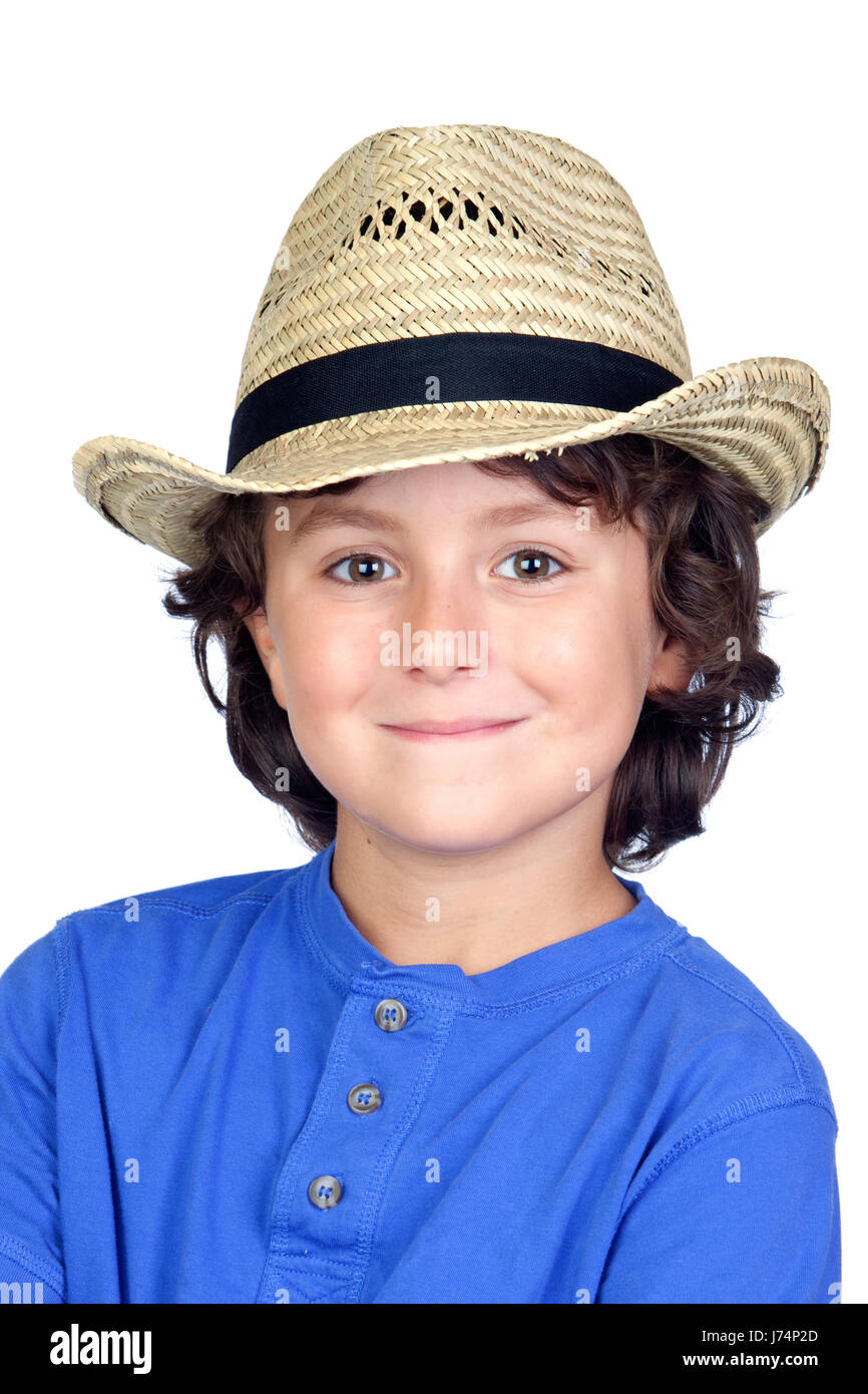hat funny child straw blue humans human beings people folk persons ...