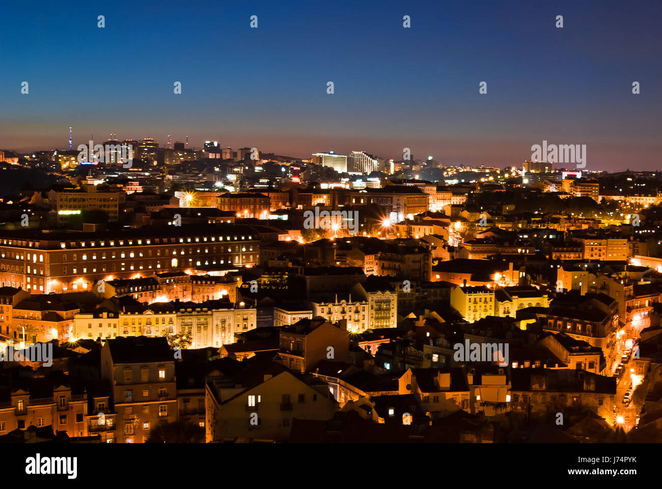night nighttime portugal sight view outlook perspective vista panorama ...