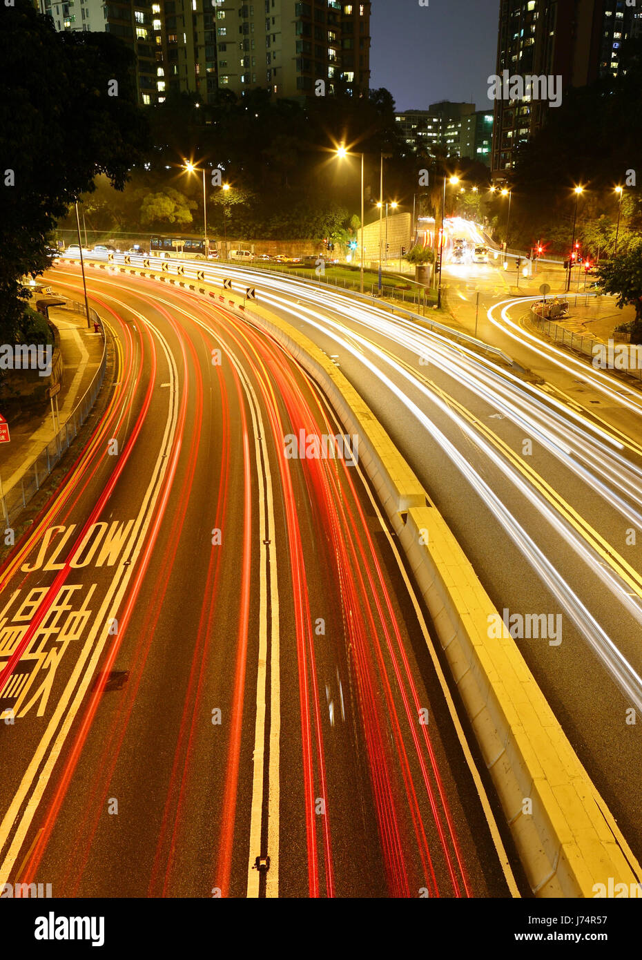 traffic transportation night nighttime motorway highway blue motion ...