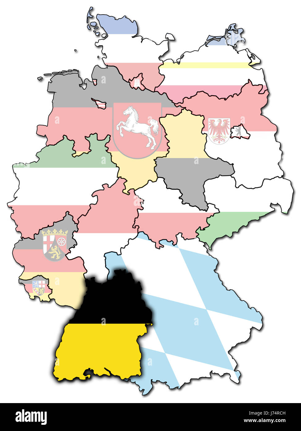 germany german federal republic flag land region province map realty ...