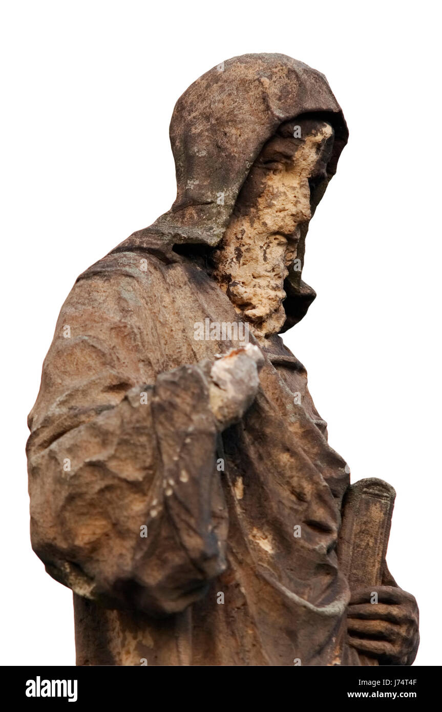 art statue baroque sculpture carving monk pilgrim allegory architectural detail Stock Photo - Alamy