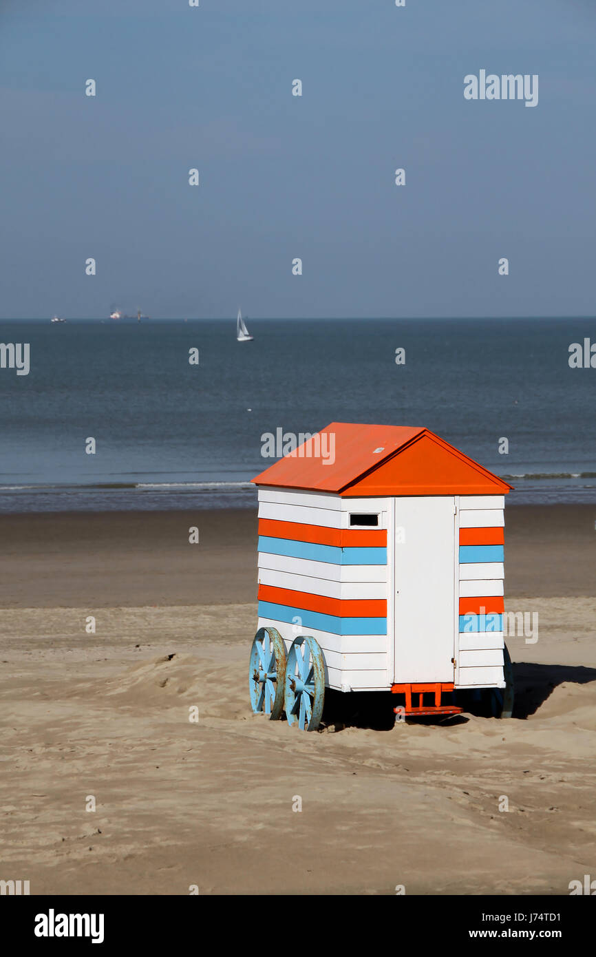 beach seaside the beach seashore belgium changing cubicle locker blue ...