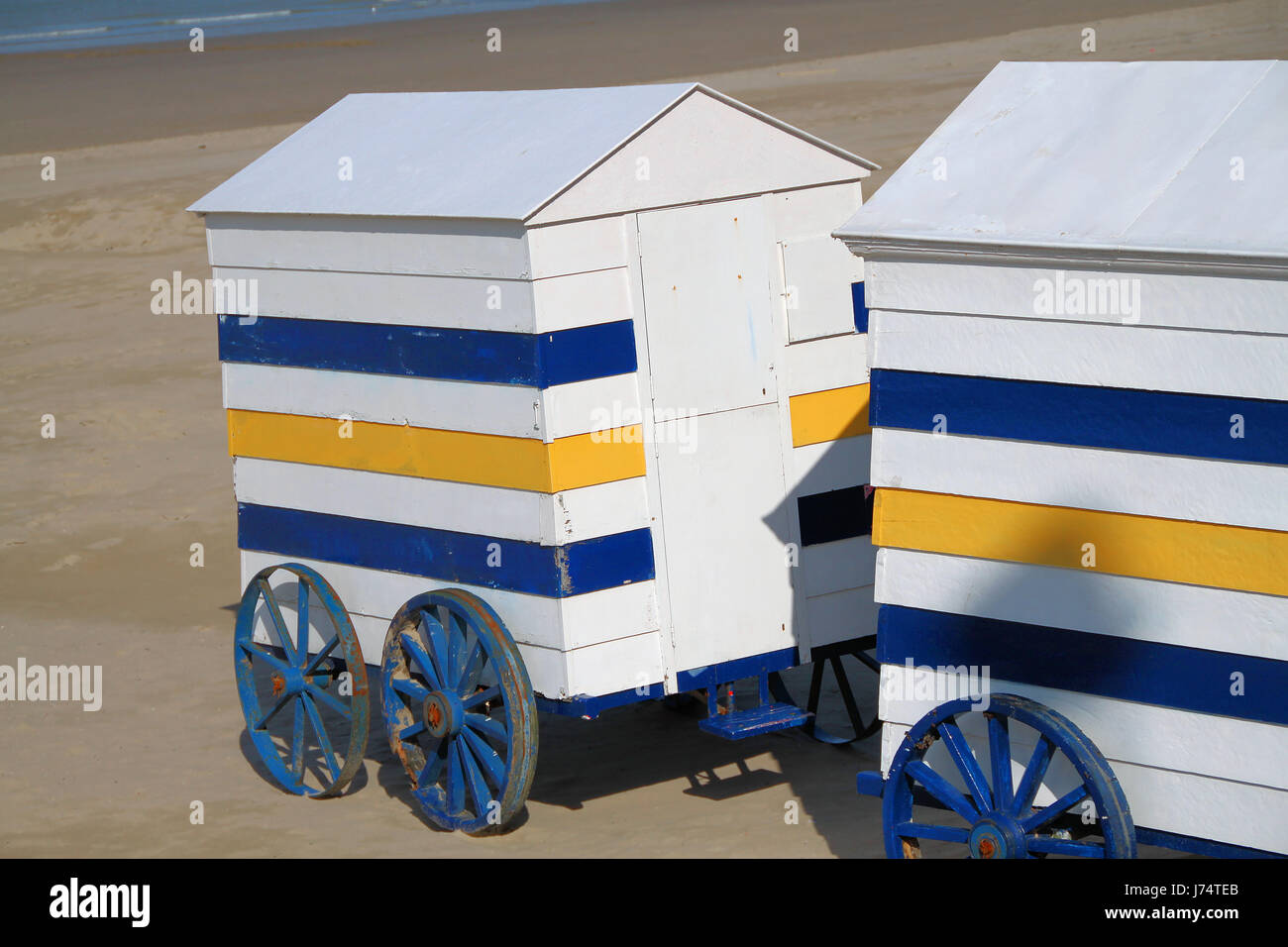 beach seaside the beach seashore belgium changing cubicle locker blue ...