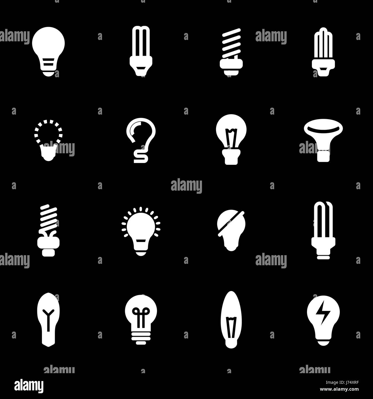 Vector white bulbs icons set on black background Stock Vector Image & Art - Alamy