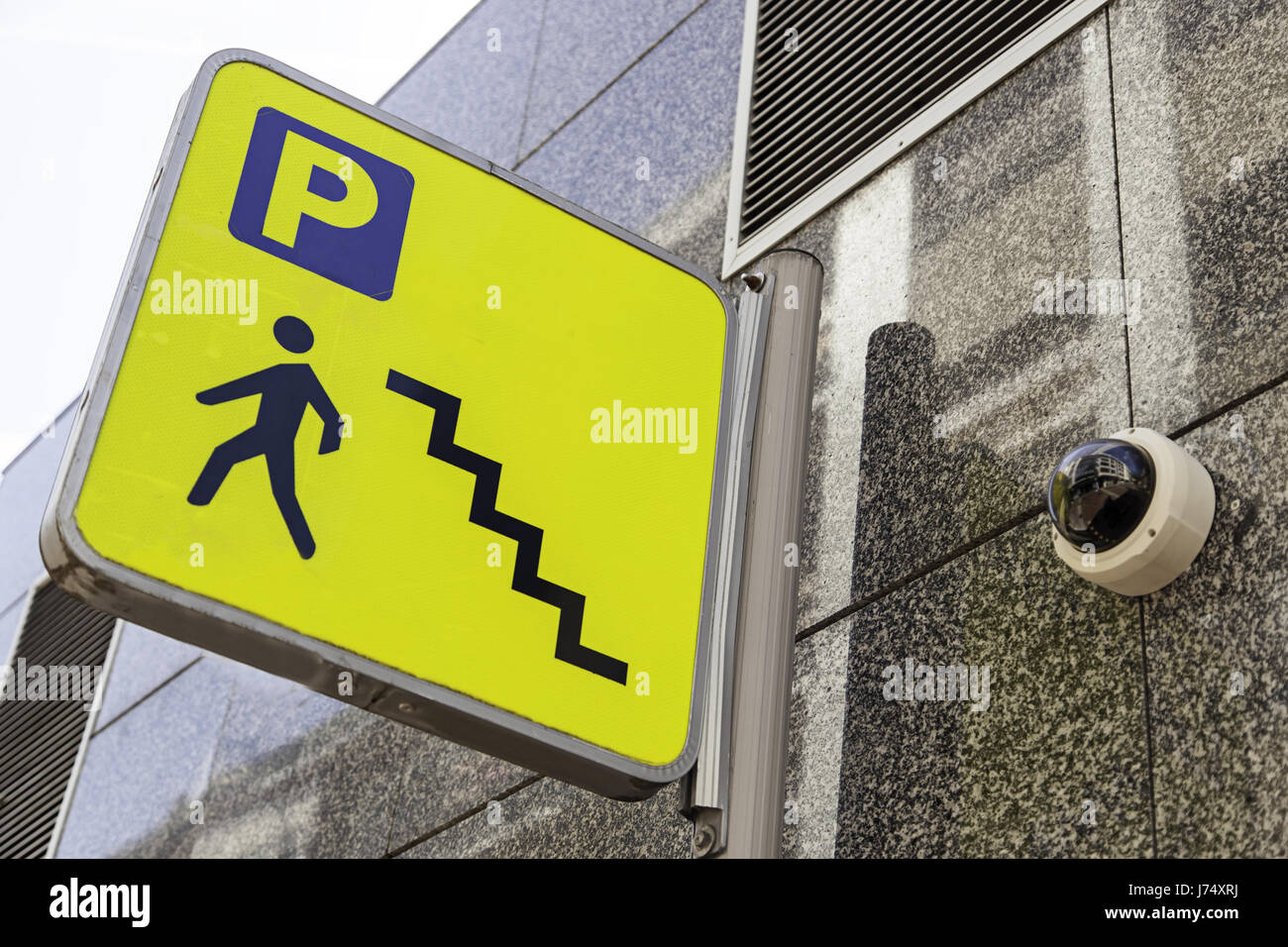 Sign of a ladder of a parking lot, detail of a signal of information ...