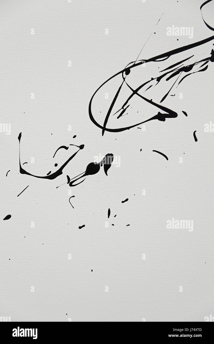 Black paint splashes, detail of black on white background Stock Photo ...