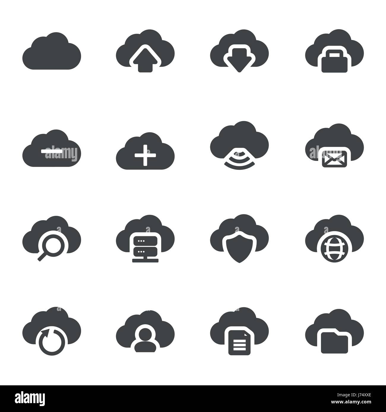 Vector black cloud icons set on white background Stock Vector Image ...