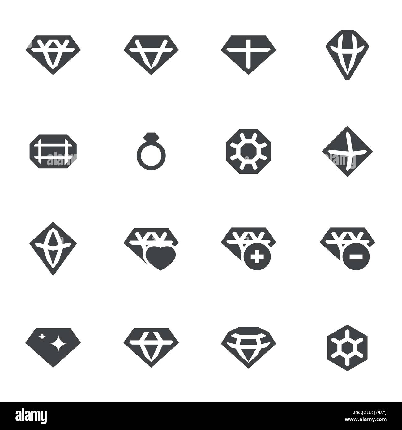 Vector black diamond icons set on white background Stock Vector Image ...