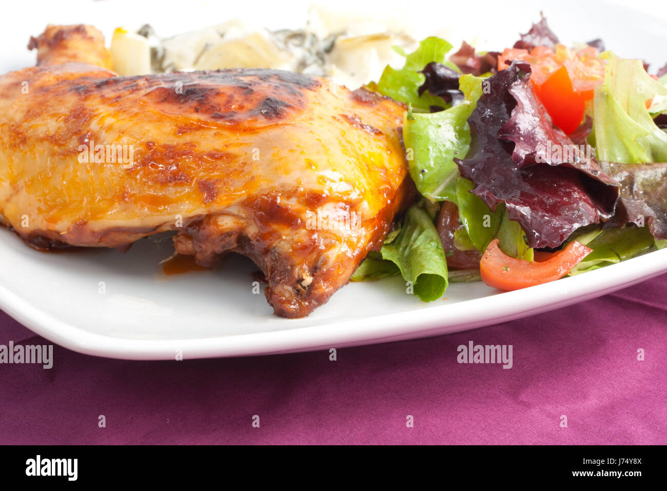 vegetable food dish meal chicken pullet mallet salad warm haehnchen ...