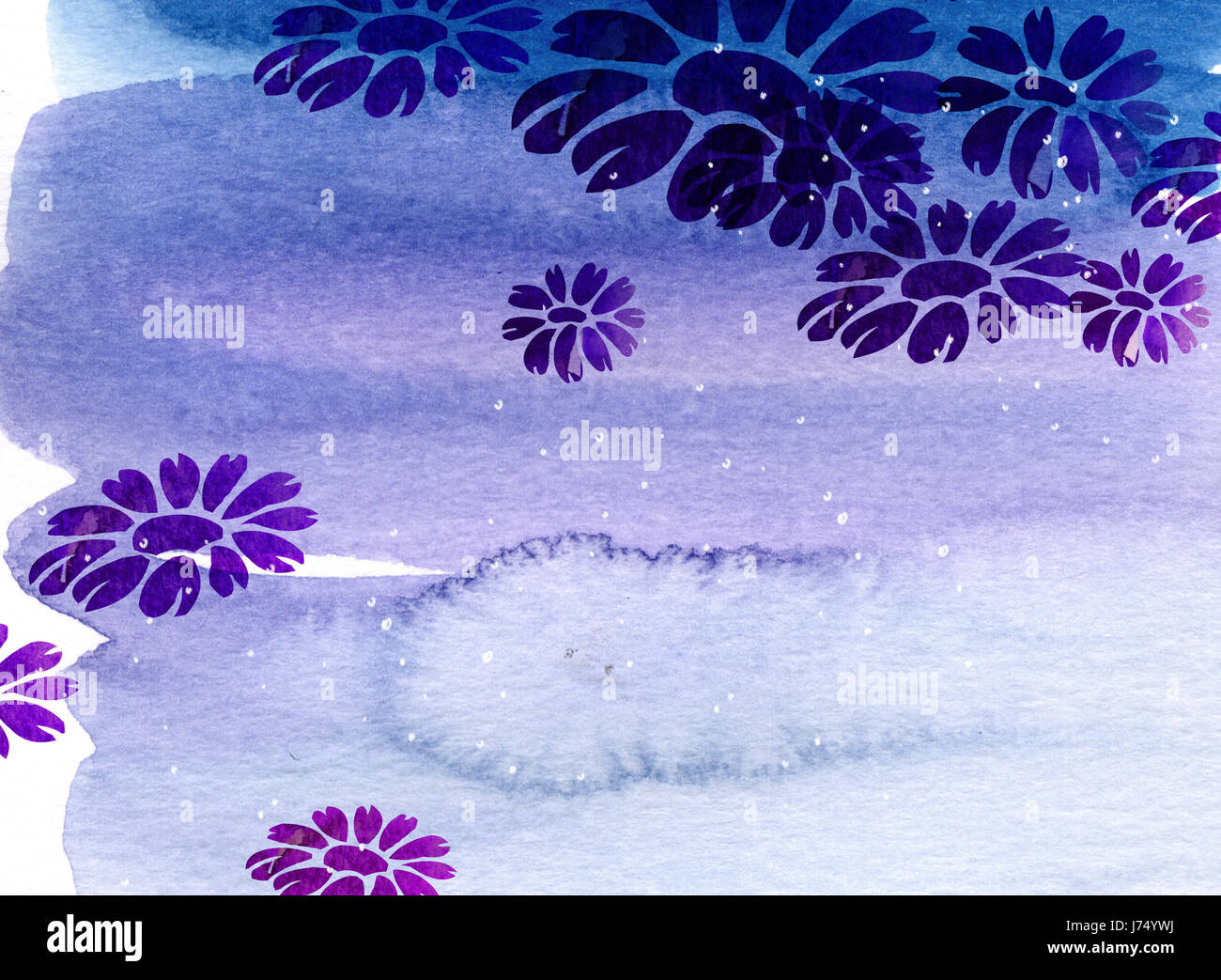 flower plant wild purple lotus watercolor dyer staint pigment art ...