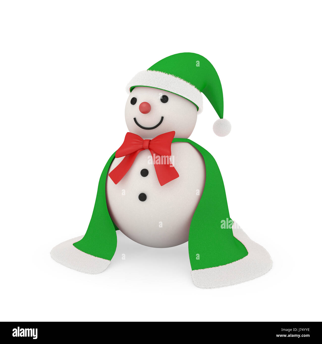 Cute snowman wearing with cloth and fur like santa style, clipping path ...