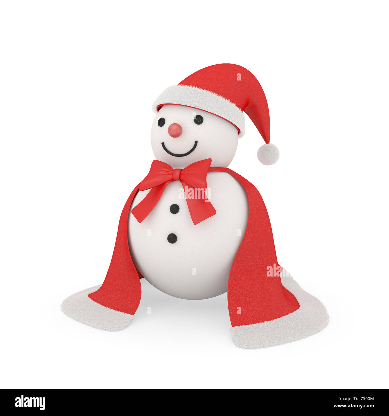 Cute snowman wearing with cloth and fur like santa style, clipping path ...