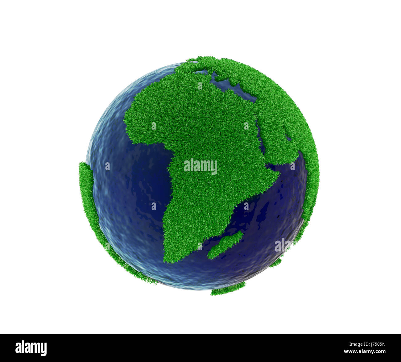 Covering world map with green grass for eco world concept on white ...