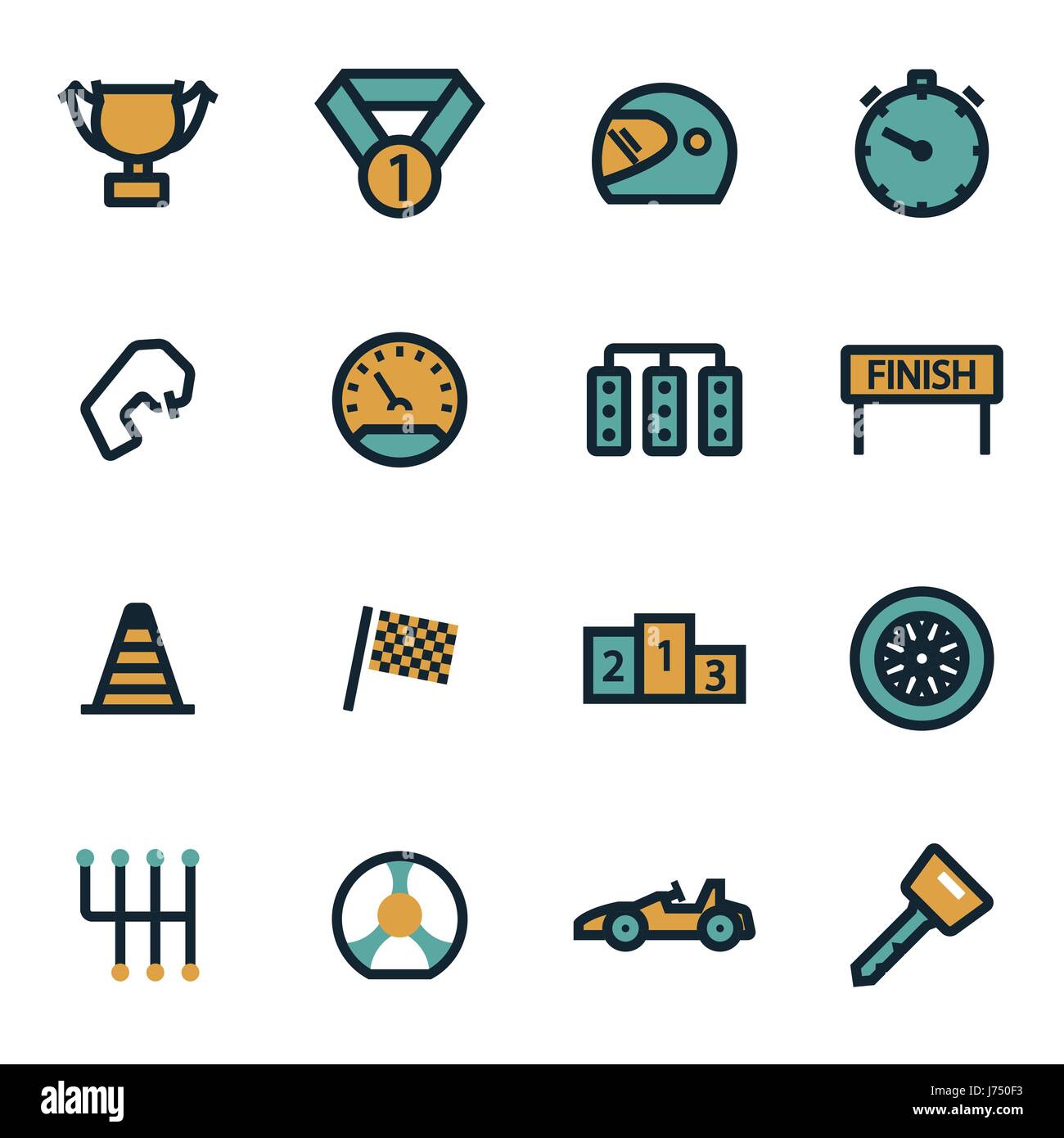 Vector flat racing icons set on white background Stock Vector Image ...