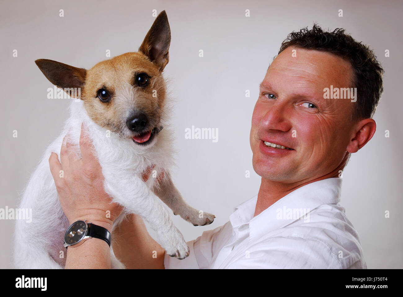 man with parson russell Stock Photo - Alamy