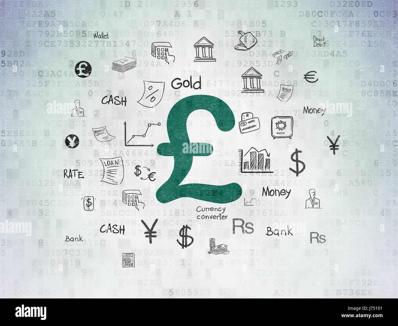 Banking concept: Pound on Digital Data Paper background Stock Photo - Alamy