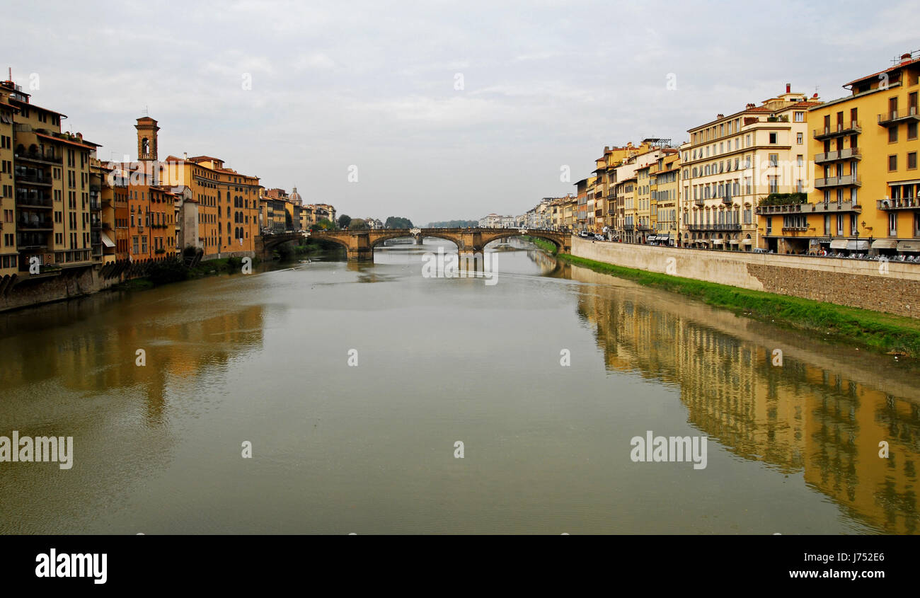 bridge tuscany florence italy houses city town bridge coloured ...