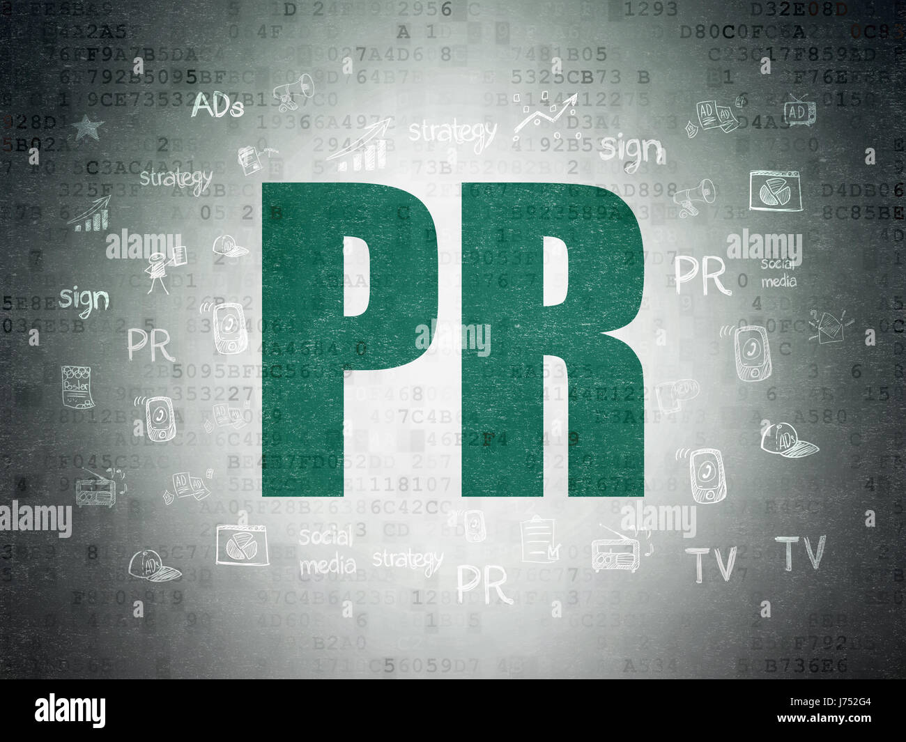 Marketing concept: PR on Digital Data Paper background Stock Photo - Alamy