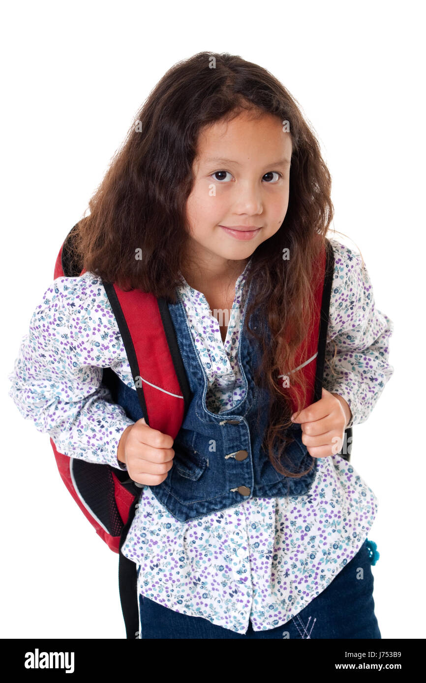 girl with schoolbag Stock Photo - Alamy