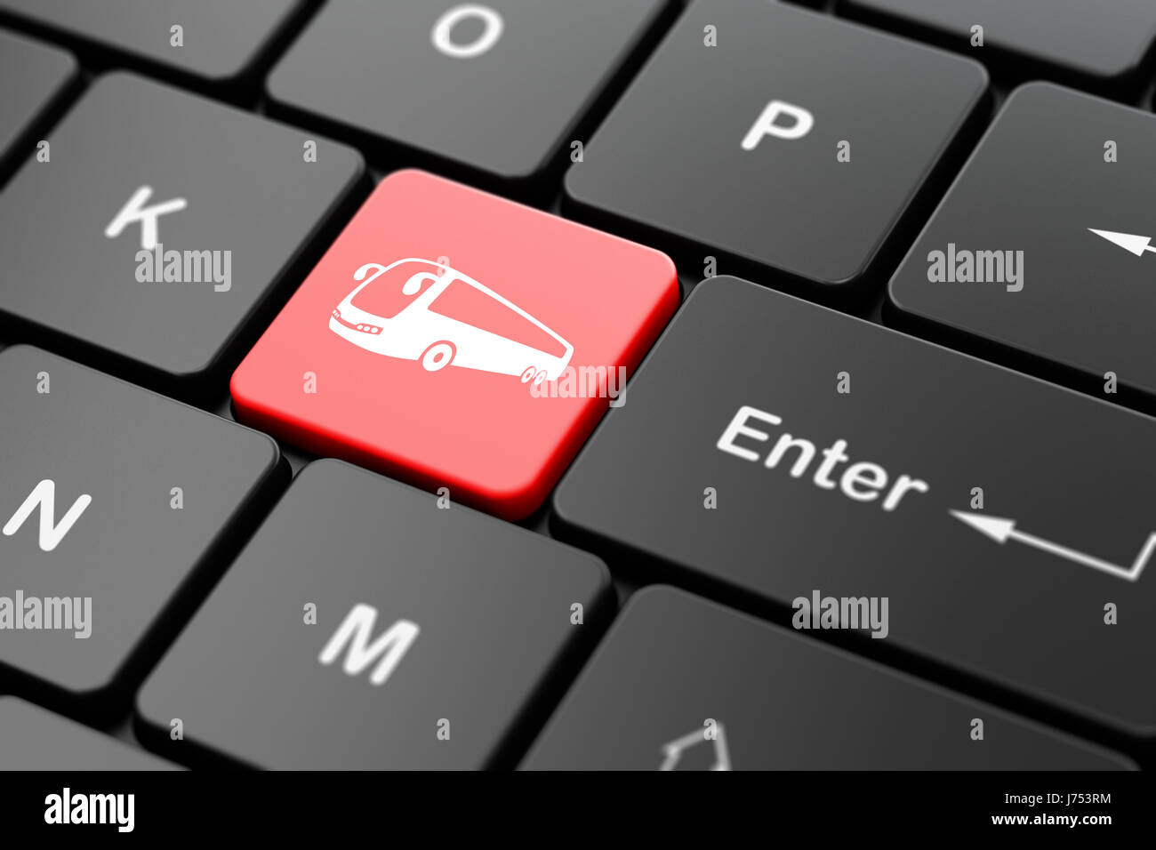 Travel concept: Bus on computer keyboard background Stock Photo - Alamy