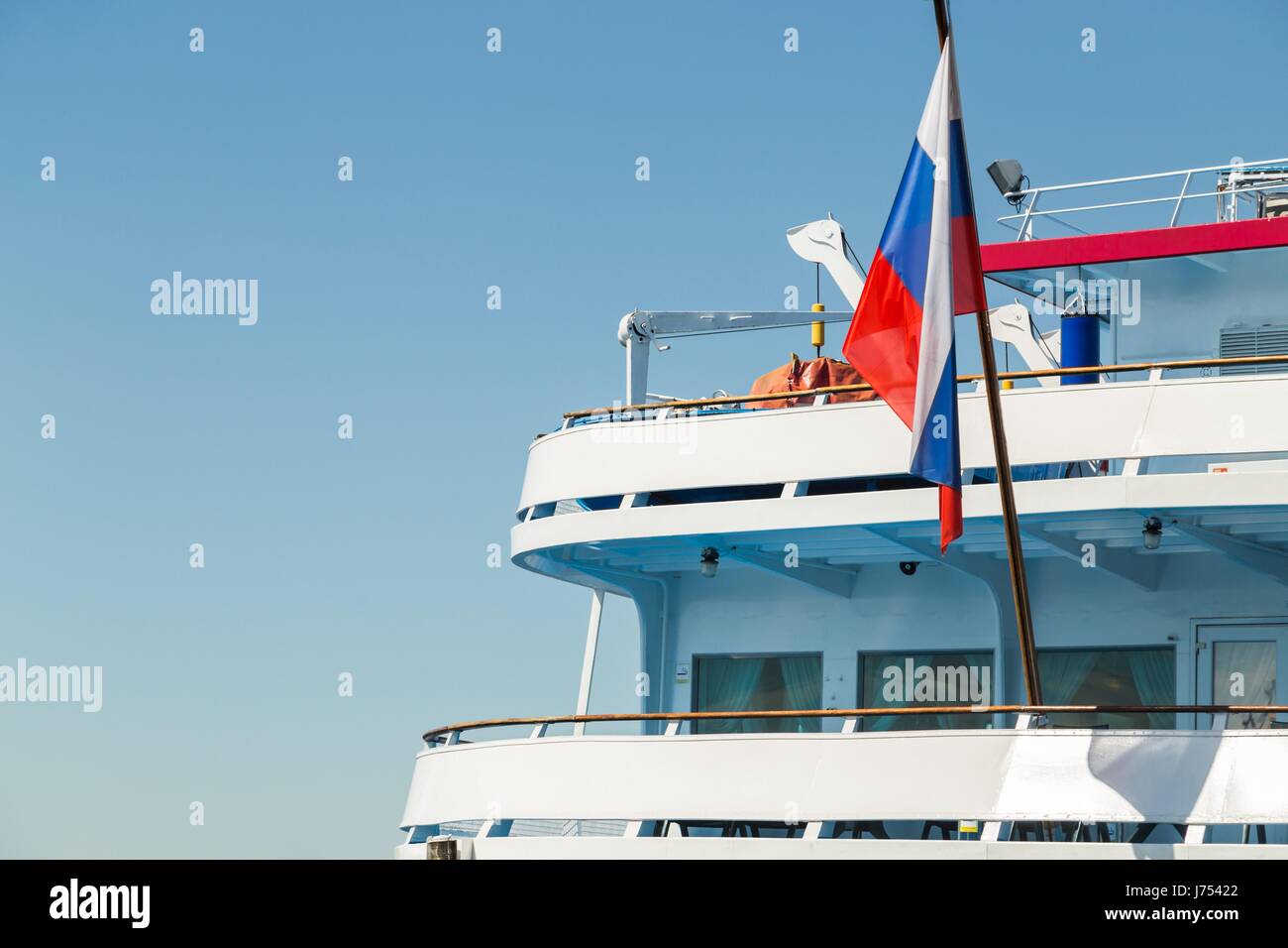 Russia flag on the stern of the ship Stock Photo - Alamy