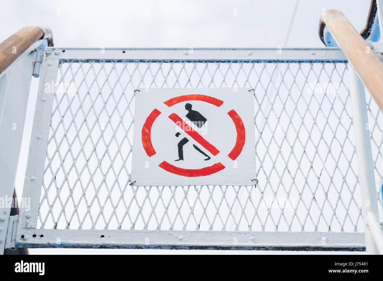 No entry sign on cruise ship Stock Photo - Alamy