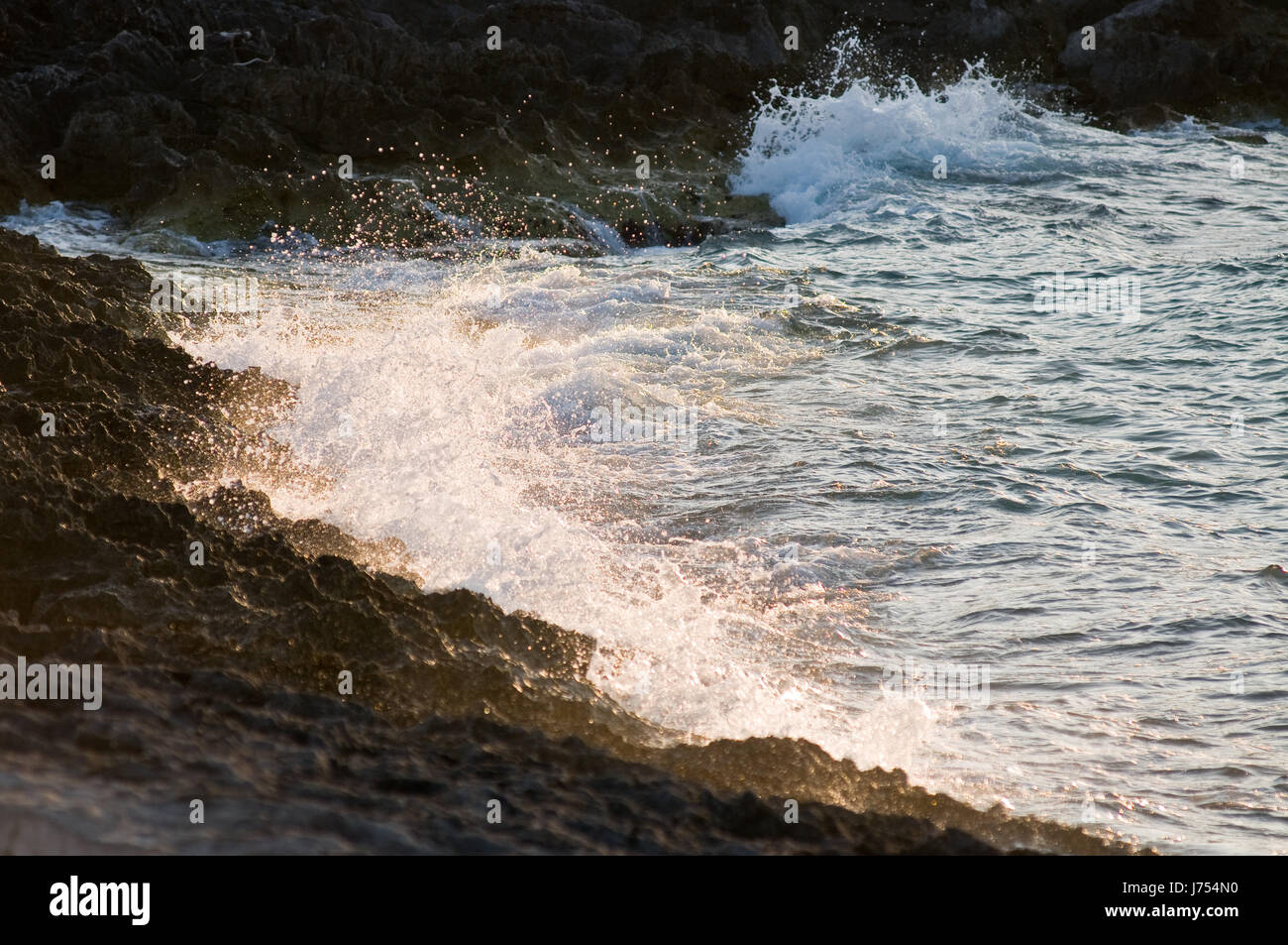 rock counter-light wave coast salt water sea ocean water italy blue ...