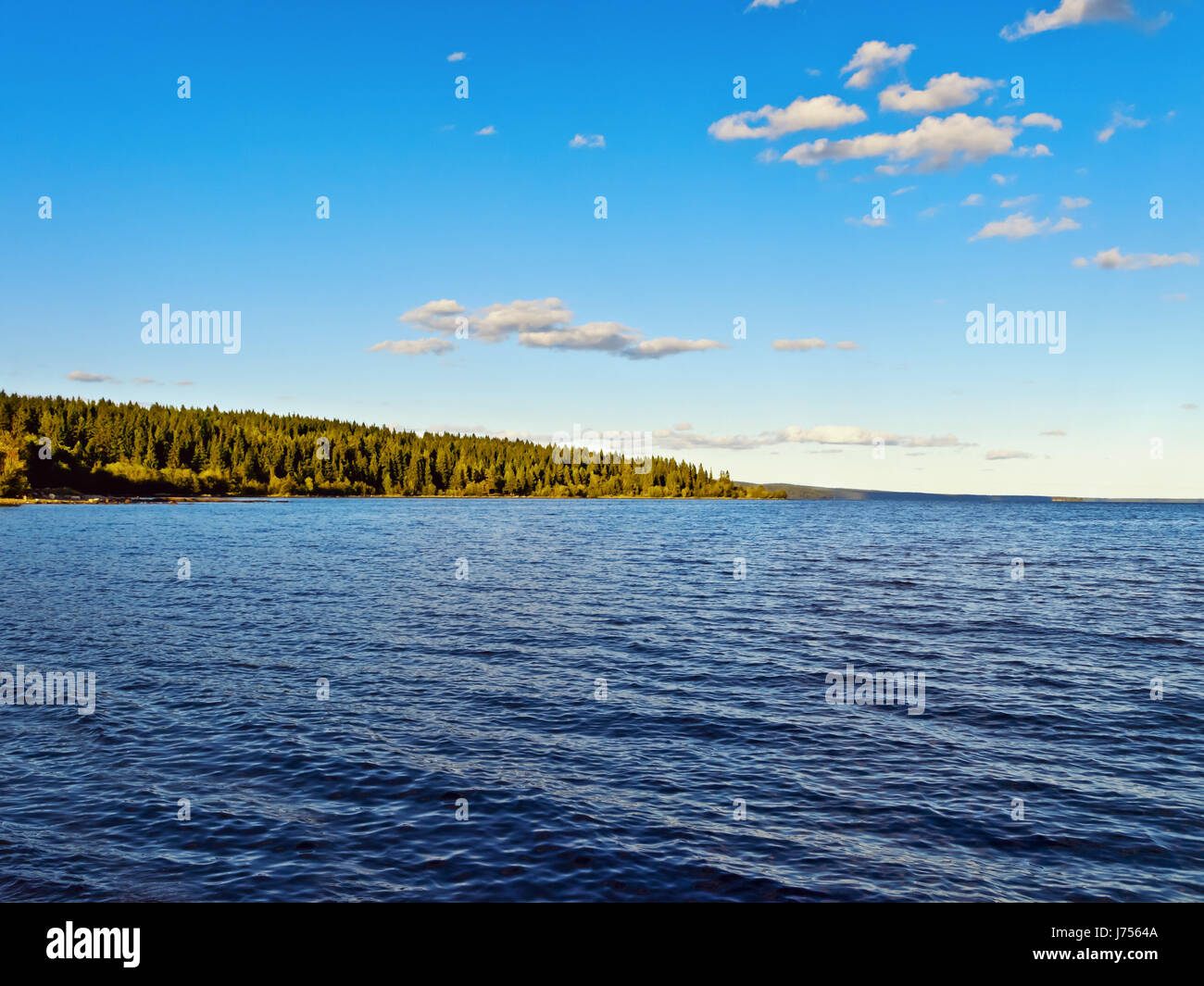 fresh water lake inland water water firmament sky forest blue travel ...