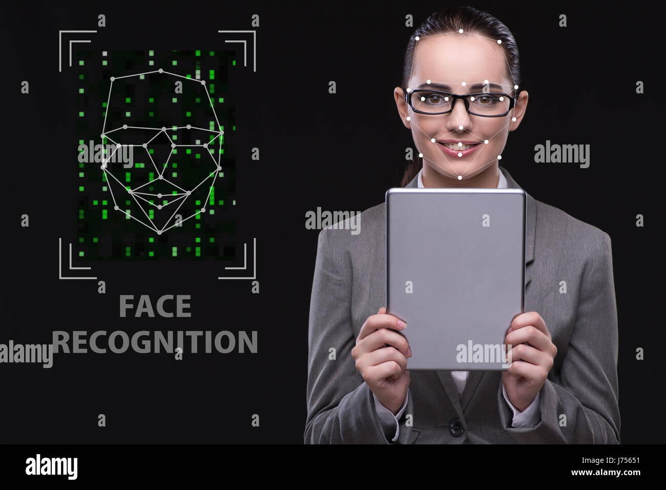 Woman in face recognition concept Stock Photo - Alamy
