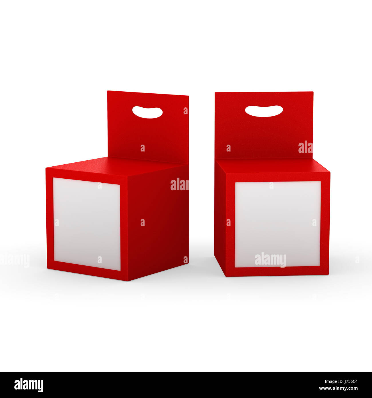 Red paper box packaging with front window and hanger, clipping path ...