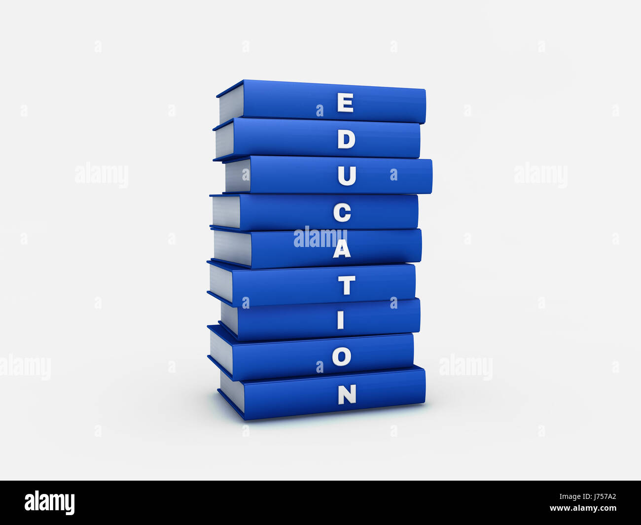 Stack of blue education book isolated on white with clipping path Stock ...